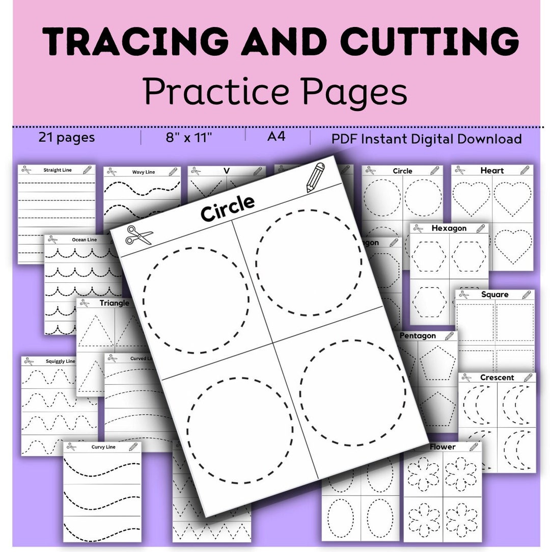 Tracing and Cutting Activity DIGITAL DOWNLOAD // Printable Activity ...