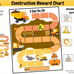 Construction Behavior Chart Reward Chart DIGITAL DOWNLOAD // - Etsy