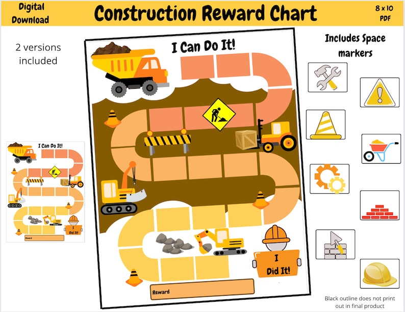 Construction Behavior Chart Reward Chart DIGITAL DOWNLOAD // - Etsy