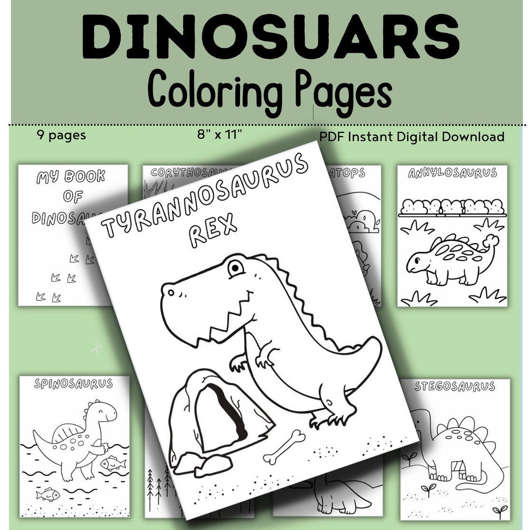 Dinosaurs Coloring Pages DIGITAL DOWNLOAD // Printable Activity ...