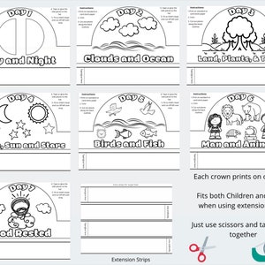 7 Days of Creation Paper Crown Set // Bible Story // Sunday School ...