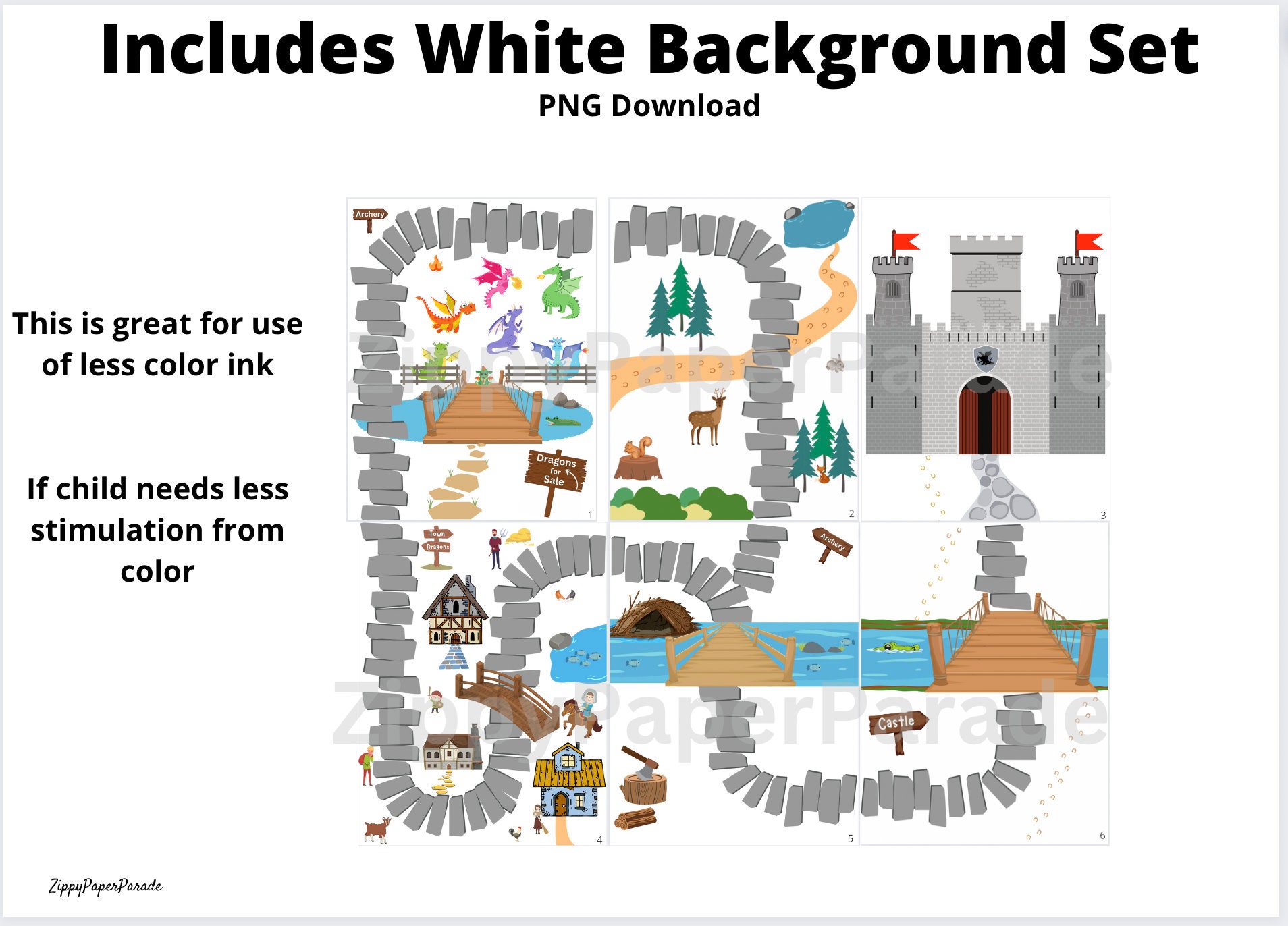 Castle and Dragons Play Mat Printable Set // Castle // Downloads ...