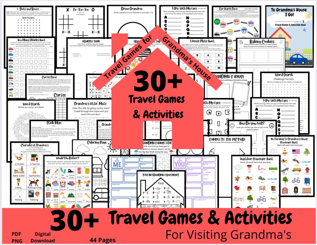 Travel Games and Activities Printable Set // Grandma's House ...