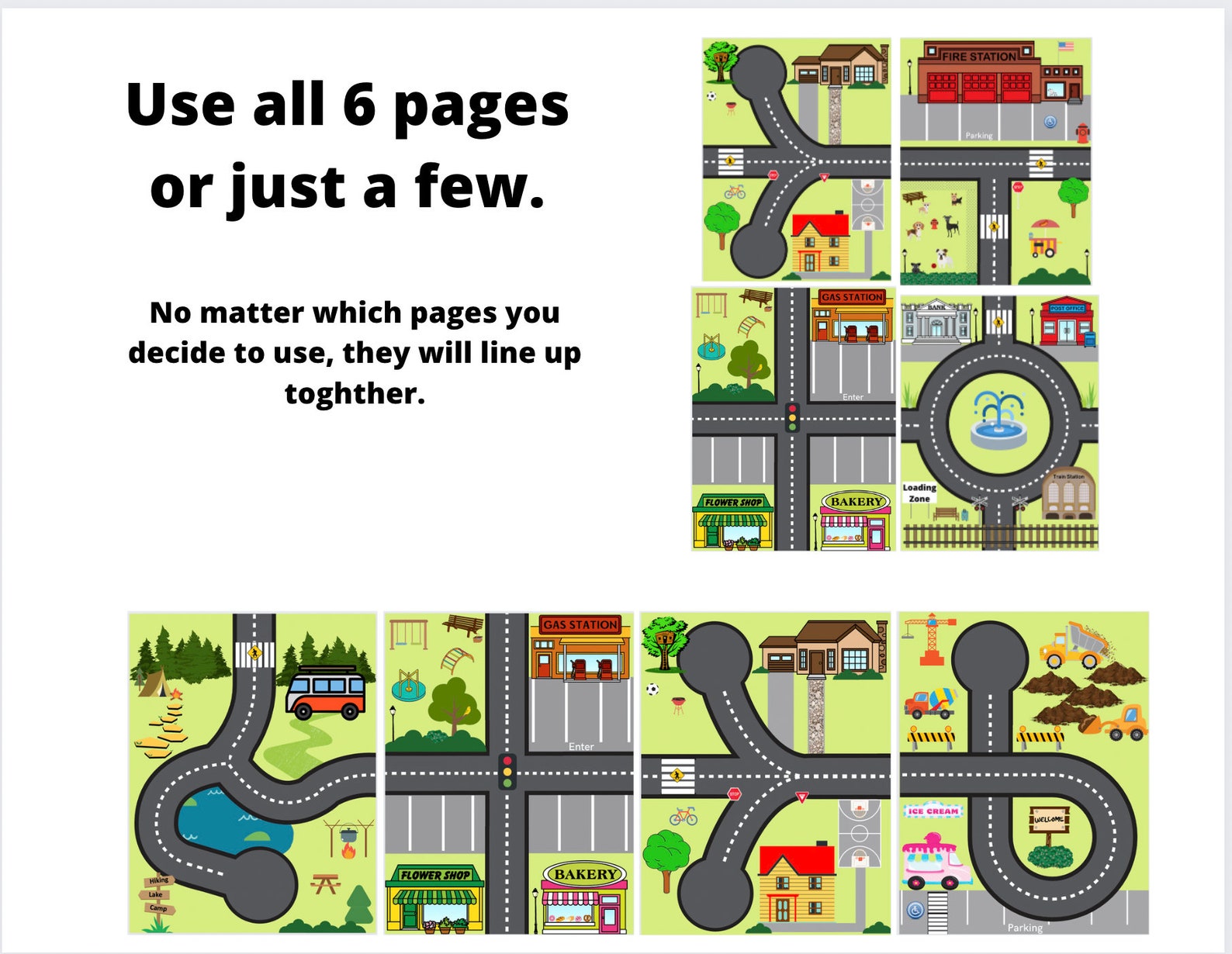 Car Play Mat Printable Set // Cars // Downloads // Roads // - Etsy