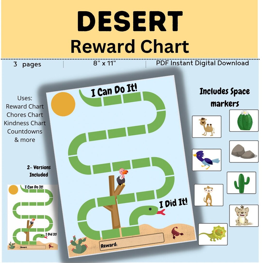 Desert Reward Chart DIGITAL DOWNLOAD // Printable Behavior Chart ...