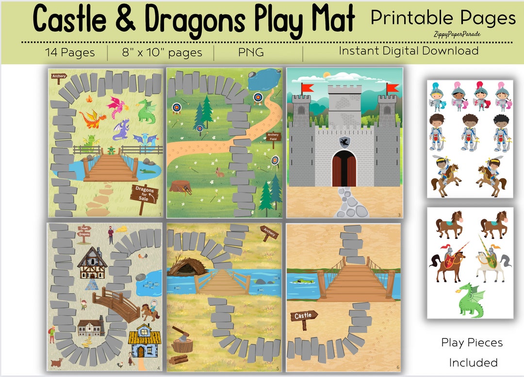 Castle and Dragons Play Mat Printable Set // Castle // Downloads ...