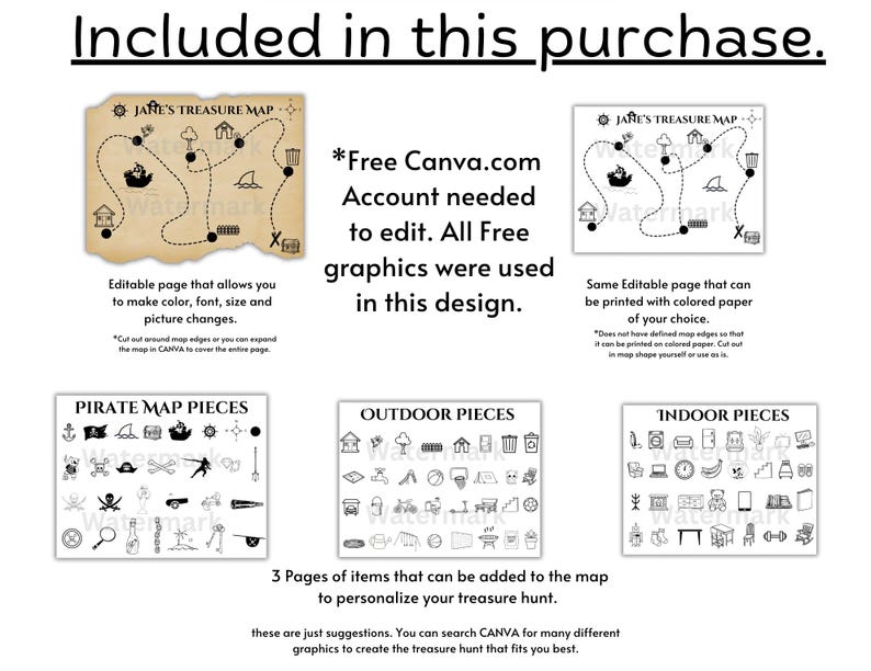 Treasure Map EDITABLE Pirate Map DIGITAL DOWNLOAD // Printable Activity ...