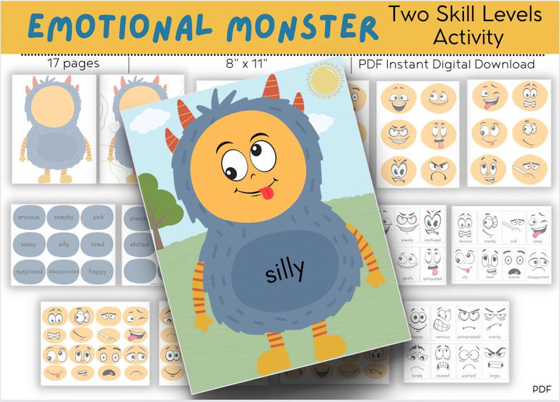 Emotions Monster DIGITAL DOWNLOAD // Printable Acitivity // - Etsy