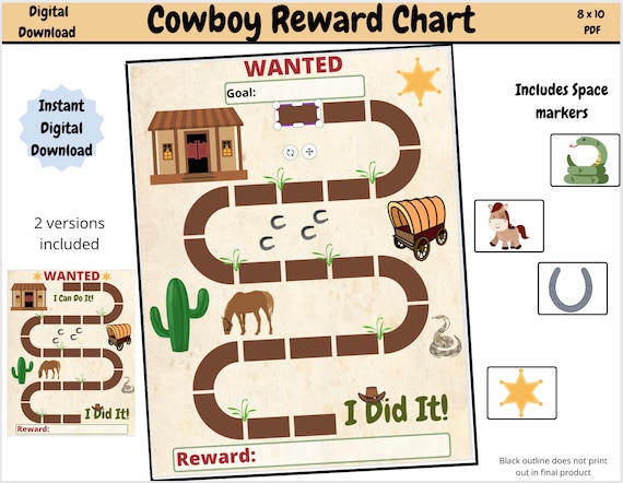 Cowboy Reward Chart DIGITAL DOWNLOAD // Printable Behavior - Etsy