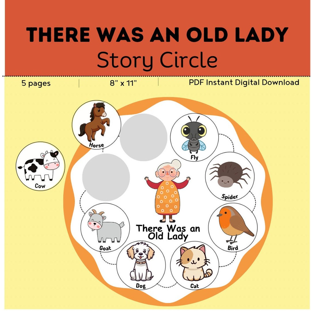There Was an Old Lady Story Circle Activity Digital Download ...