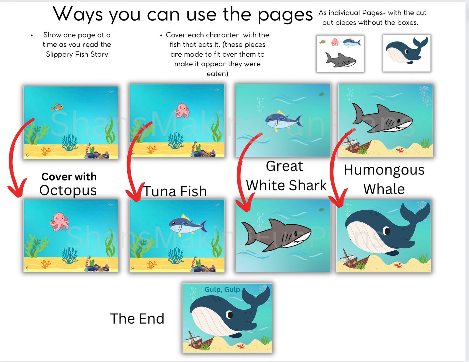 Slippery Fish Printable Set // Ocean // Downloads // Shark // Pretend ...