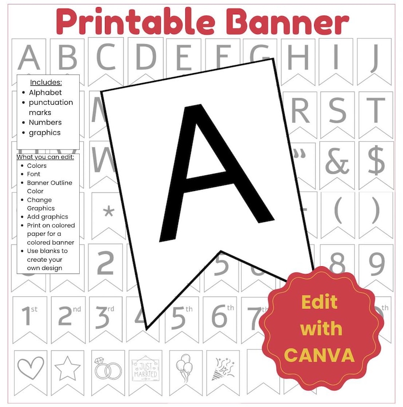 Printable Party Banner Editable // Editable Banner // Downloads // Cute ...