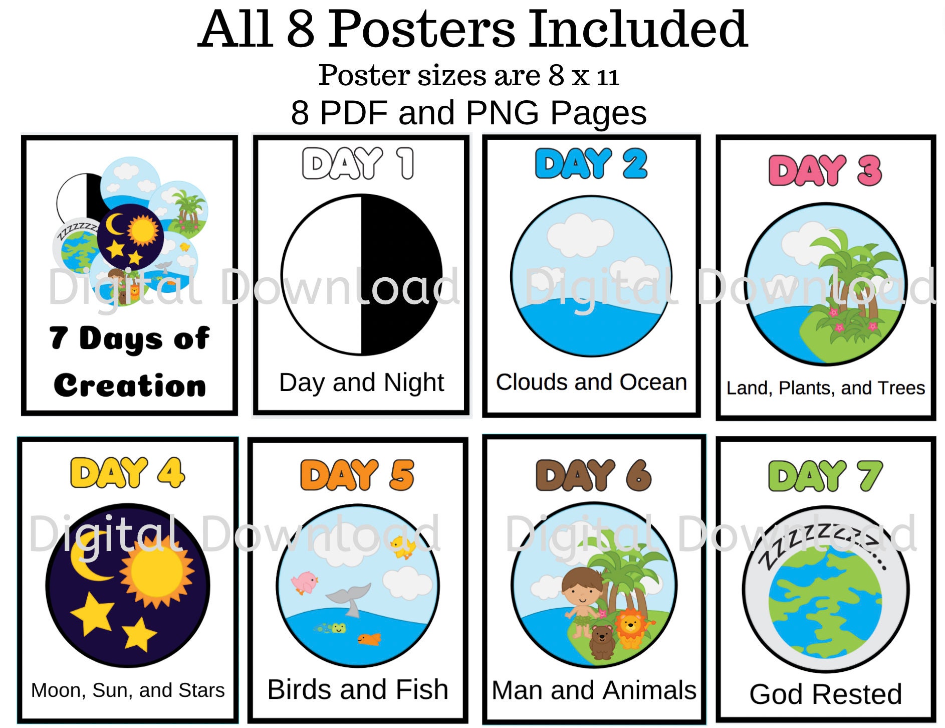 The 7 Days of Creation Posters Printables // Days of Creation ...