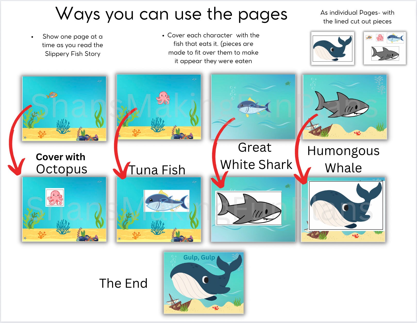 Slippery Fish Printable Set // Ocean // Downloads // Shark // Pretend ...