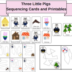 Three Little Pigs Sequencing Cards and Worksheets Digital Download // 3 ...