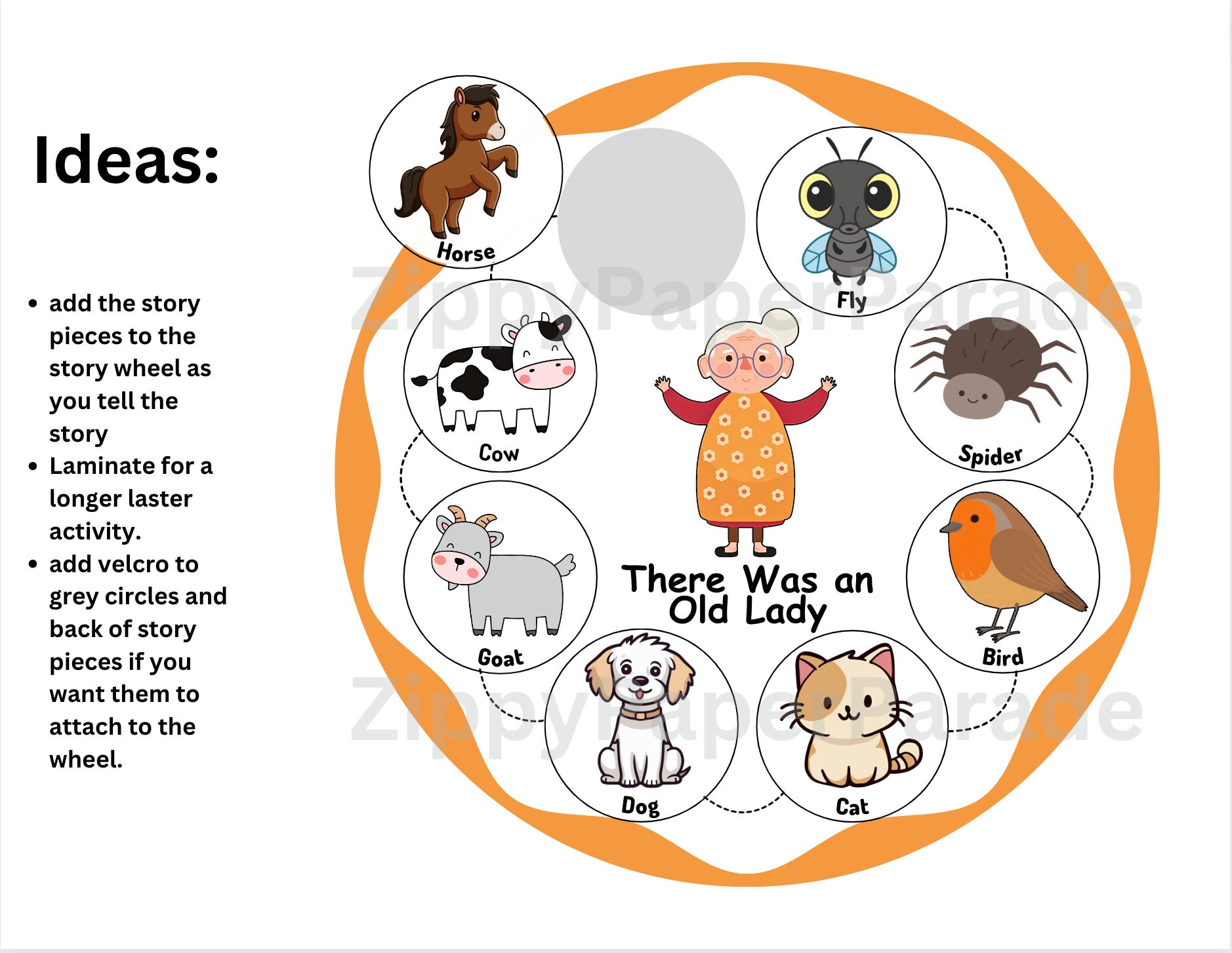 There Was an Old Lady Story Circle Activity Digital Download ...