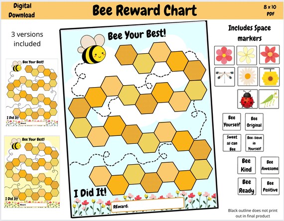 Bee Reward Chart DIGITAL DOWNLOAD // Printable Behavior Chart - Etsy UK
