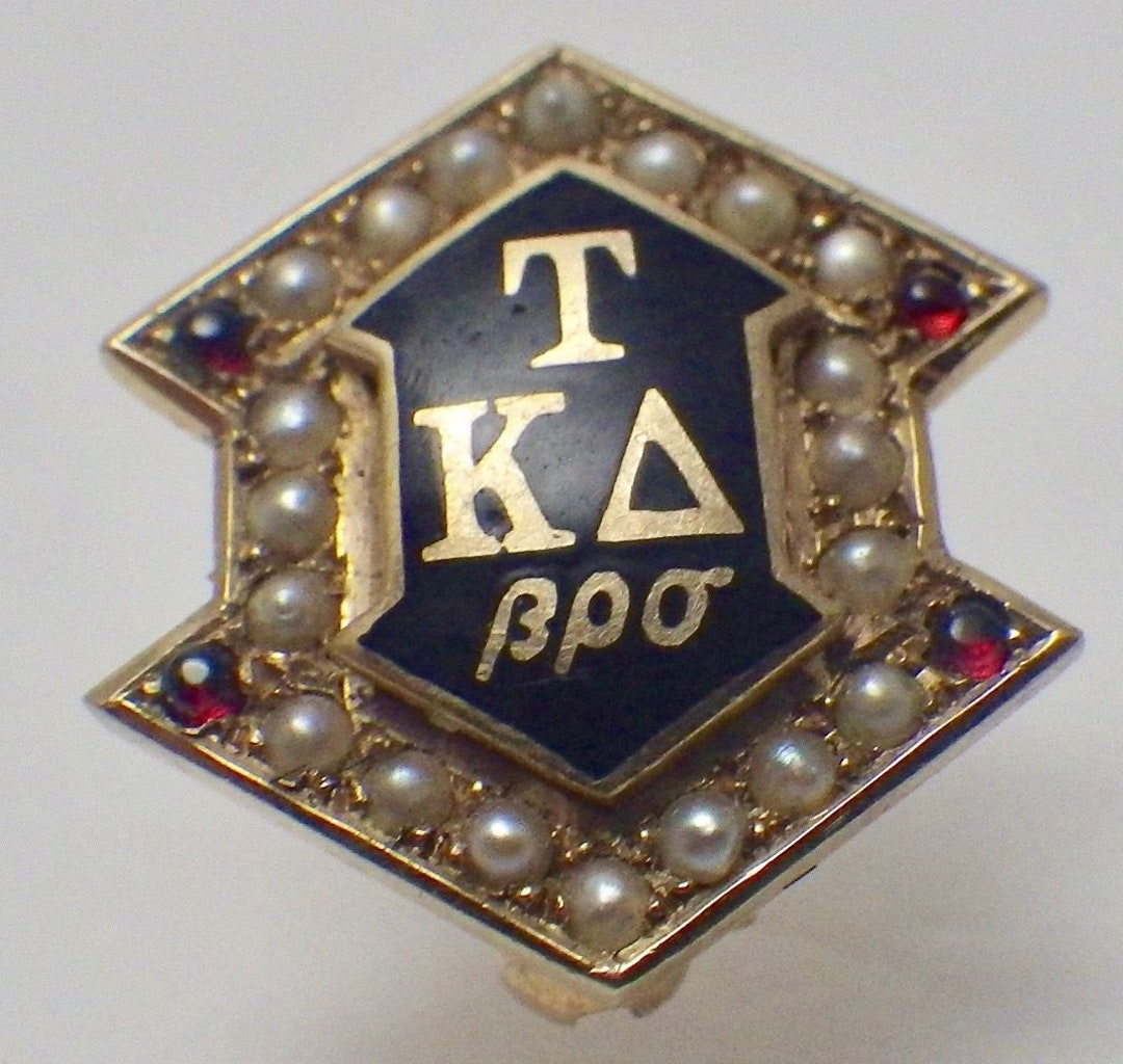 Estate 10K Yellow Gold Tau Kappa Delta Pin Seed Pearls & Ruby - Etsy