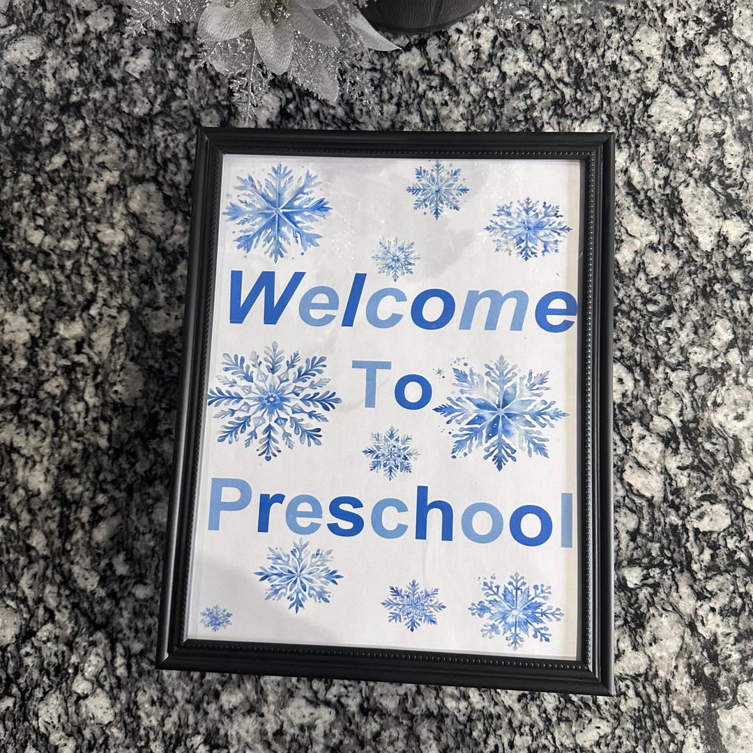 Welcome to Preschool Grade, Winter Cozy Snow Fakes Wall Art Home Poster ...
