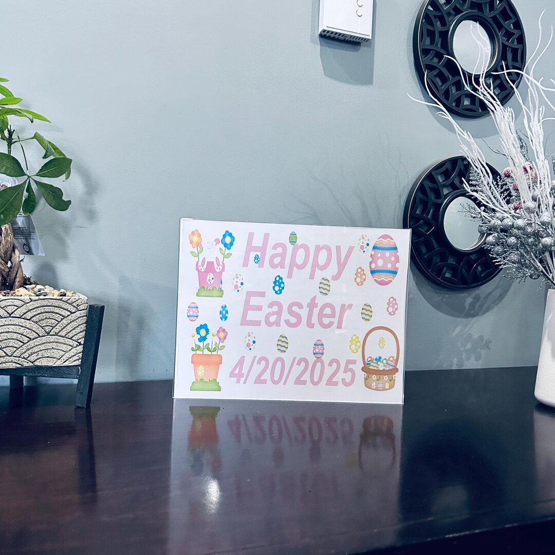 Happy Easter 4/20/2025 Pink Pastel Theme Sign Poster Teacher Homeschool ...