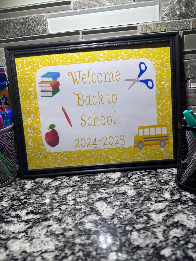 Yellow Welcome Back to School 2024-2025 Teacher Door Wall Poster Sign ...