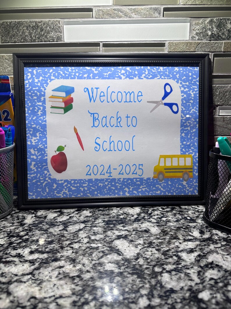 Light Blue Welcome Back to School 2024-2025 Teacher Door Wall Poster ...