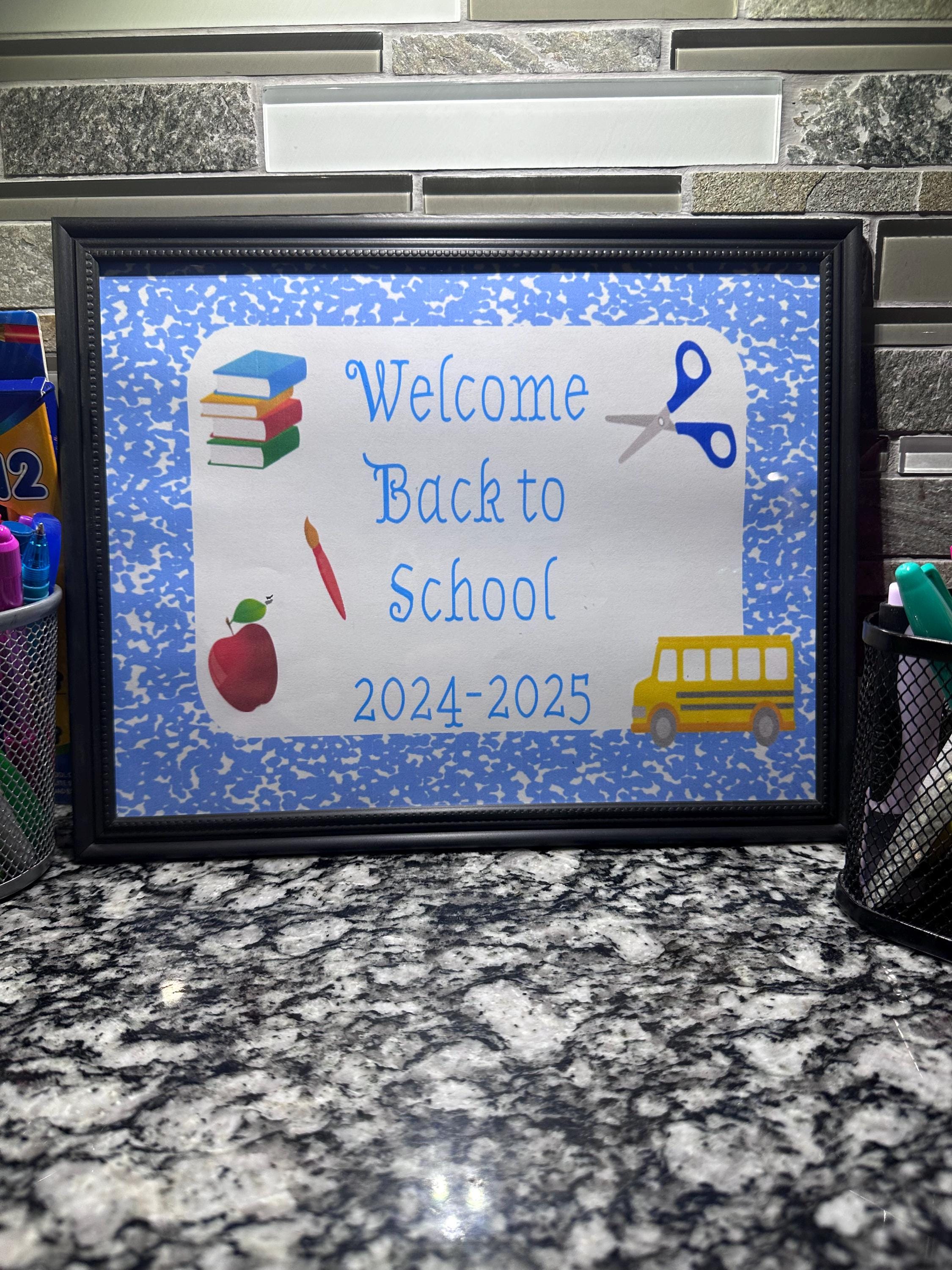 Light Blue Welcome Back to School 2024-2025 Teacher Door Wall Poster ...