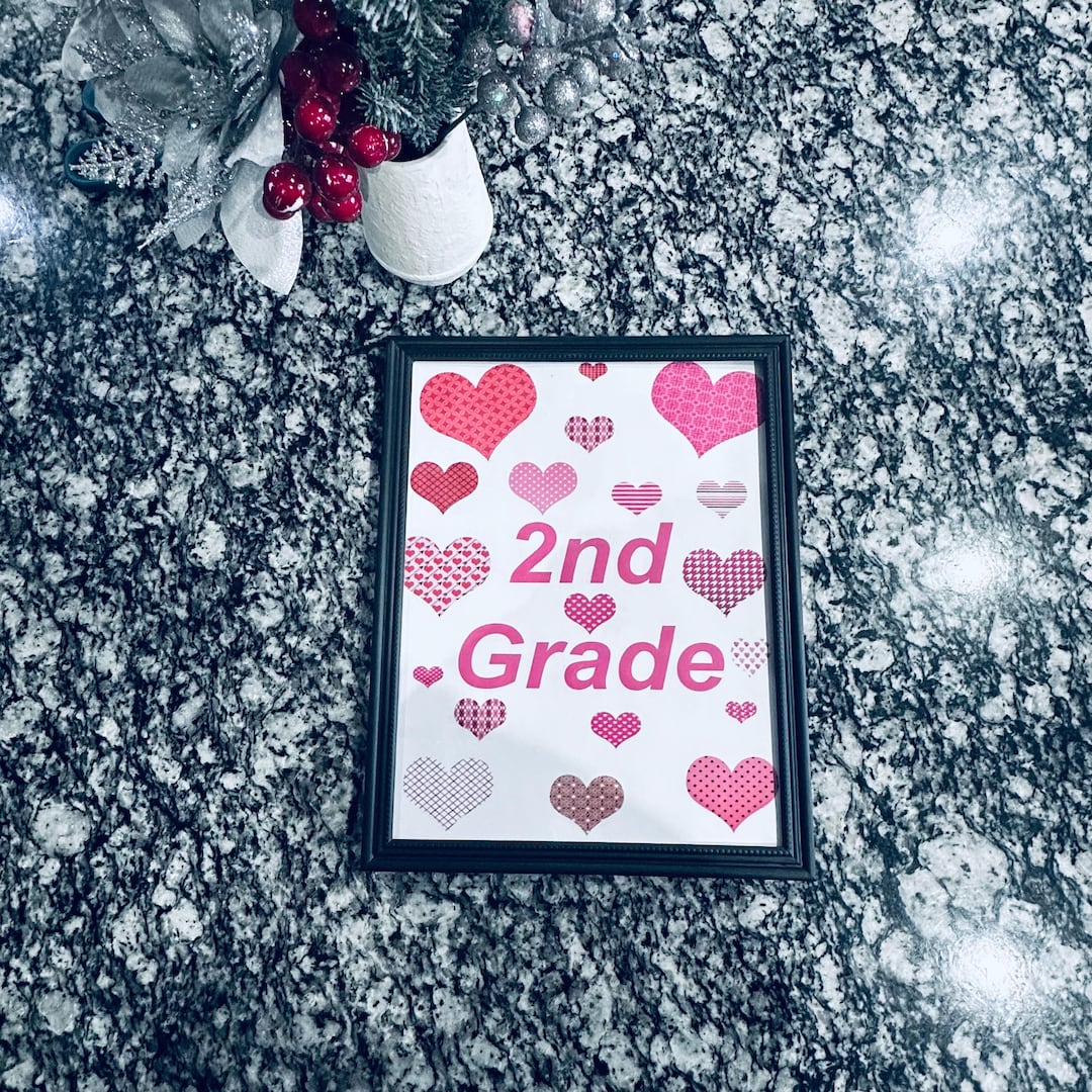 Happy Valentine's Day 2nd Grade Hearts Wall Art Home Poster Decoration ...