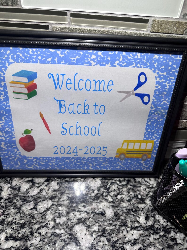 Light Blue Welcome Back to School 2024-2025 Teacher Door Wall Poster ...