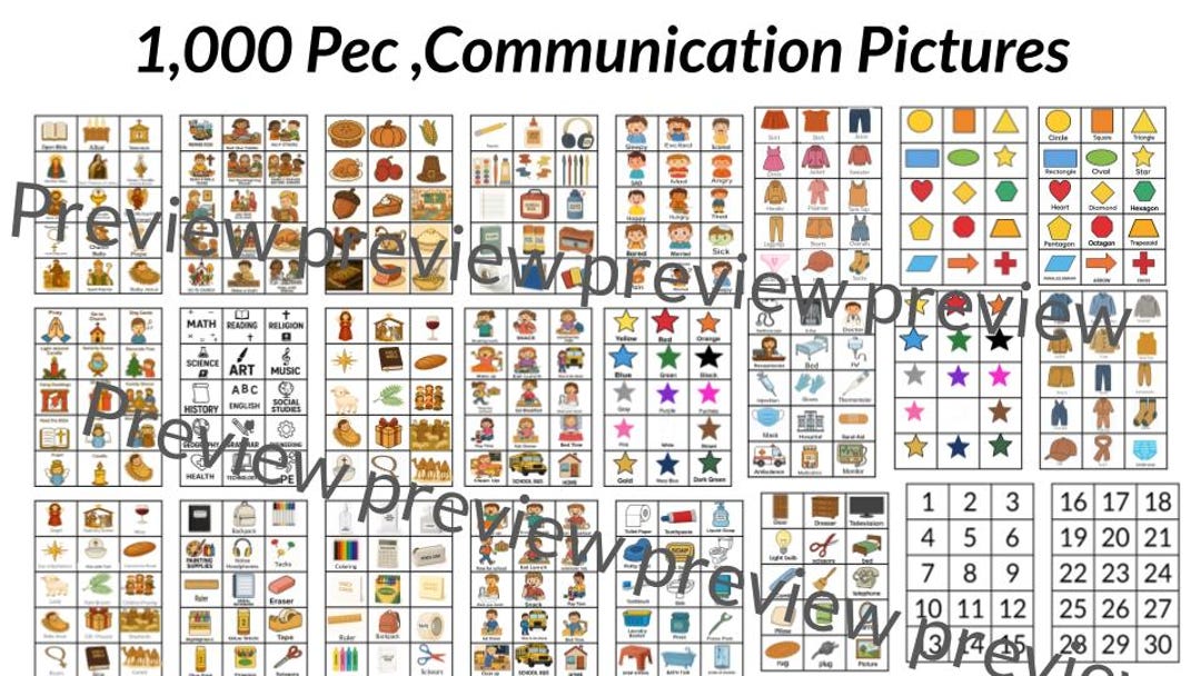 1,000 Pec, Kids Picture Communication Cards for Speech Therapy, Autism ...