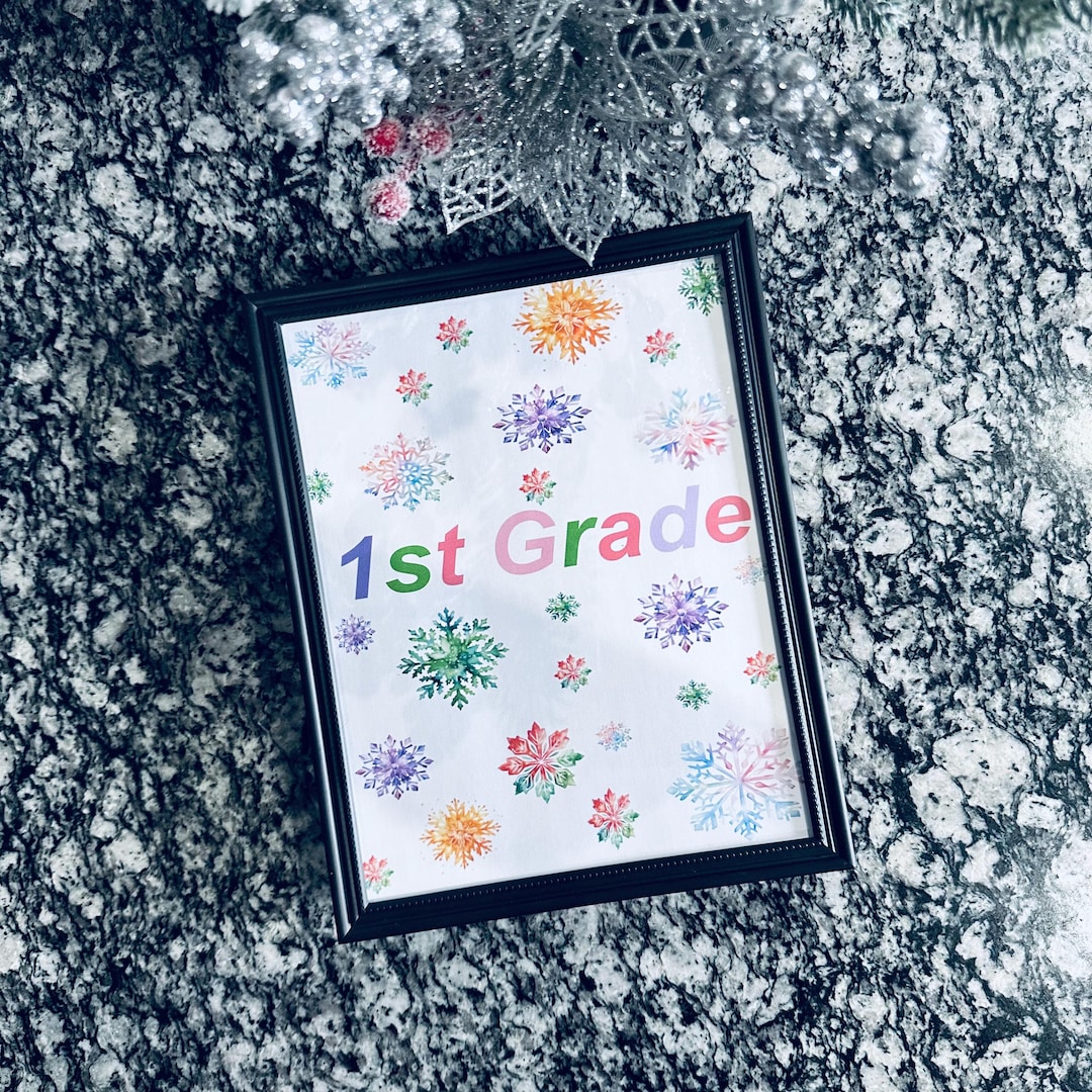 1st Grade Winter Cozy Multicolor Snow Flakes Wall Art Home Poster ...