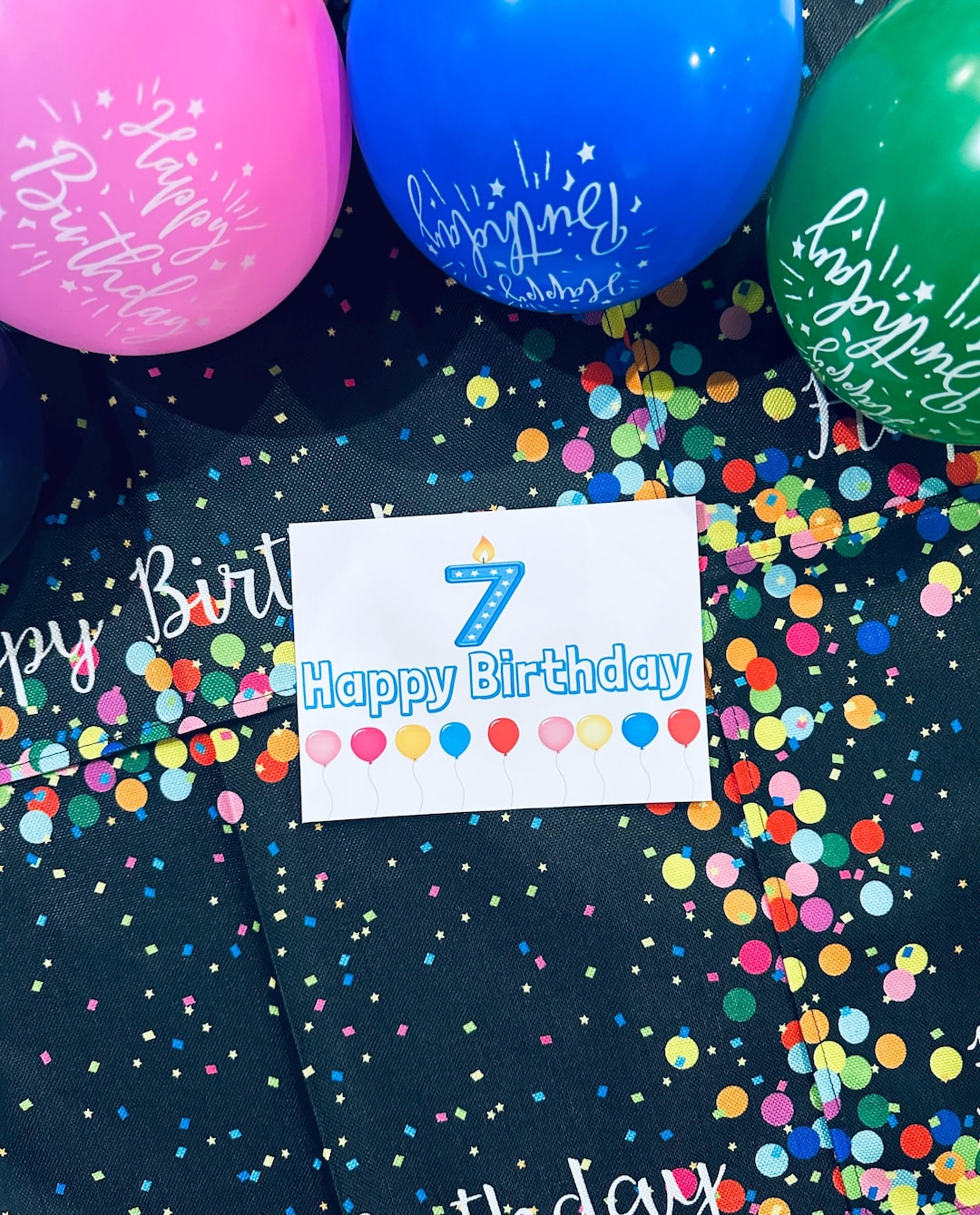 Happy 7th Birthday Card - Blue Number - Kids Party Gift - Personalized ...