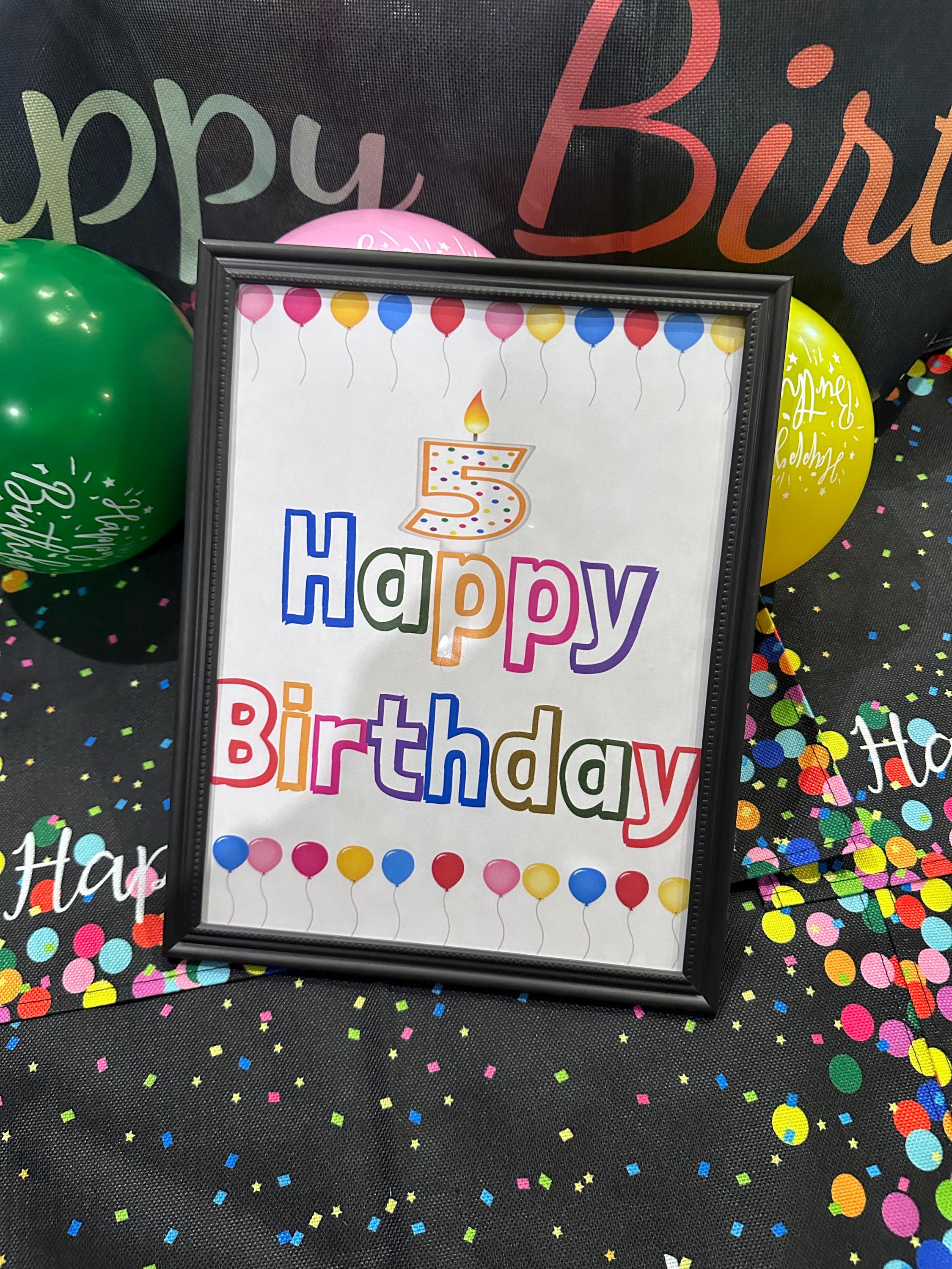 Happy Birthday Age 5th Poster Sign Party Decoration Wall Art ...