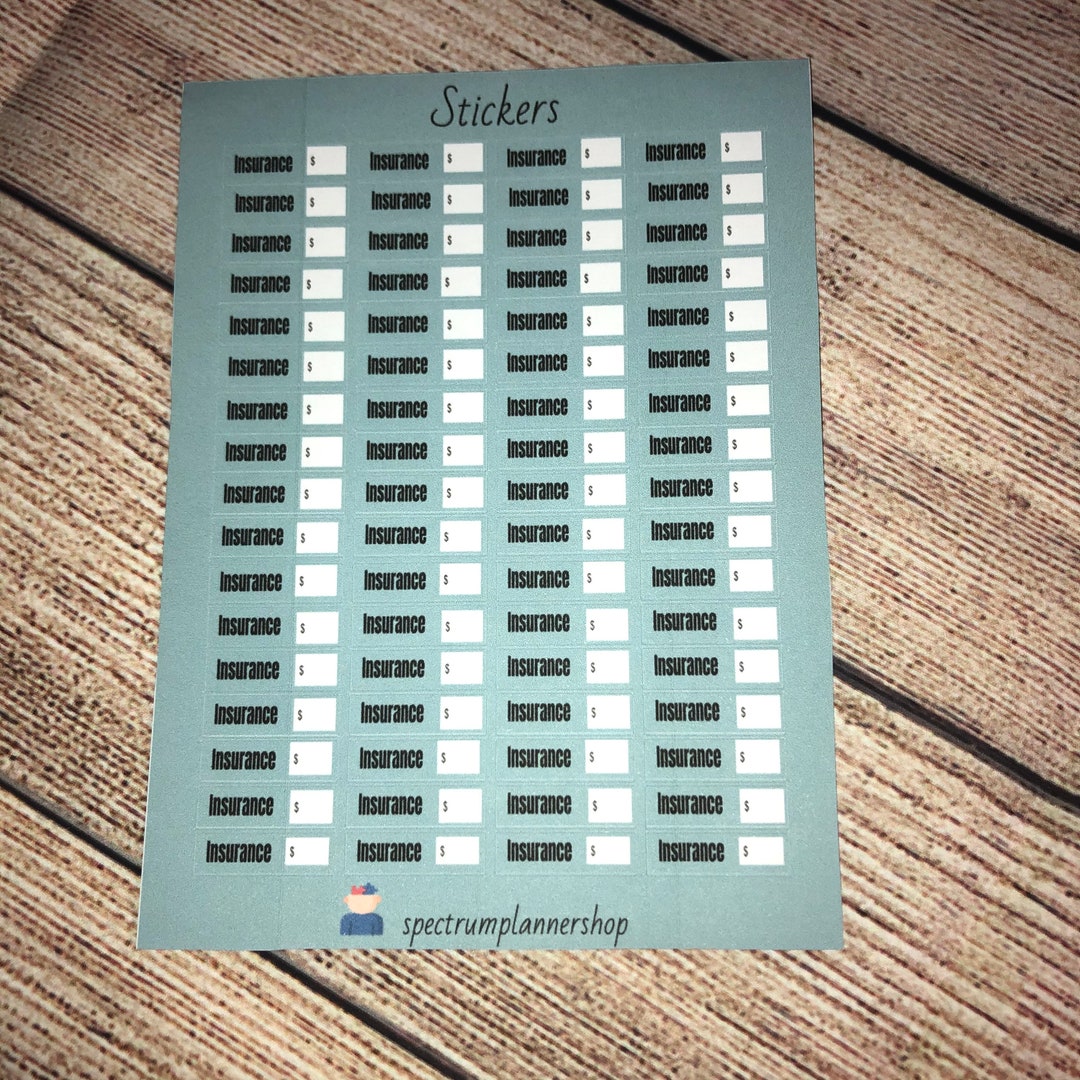 Insurance Stickers/bill Due Stickers /expenses Sticker/budget Sticker ...