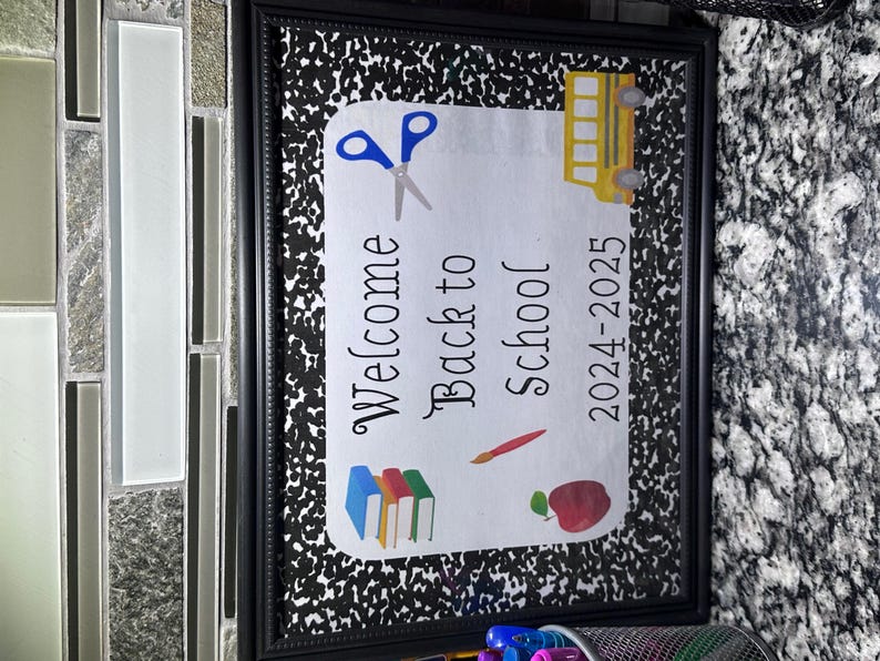 Black Welcome Back to School 2024-2025 Teacher Door Wall Poster Sign ...