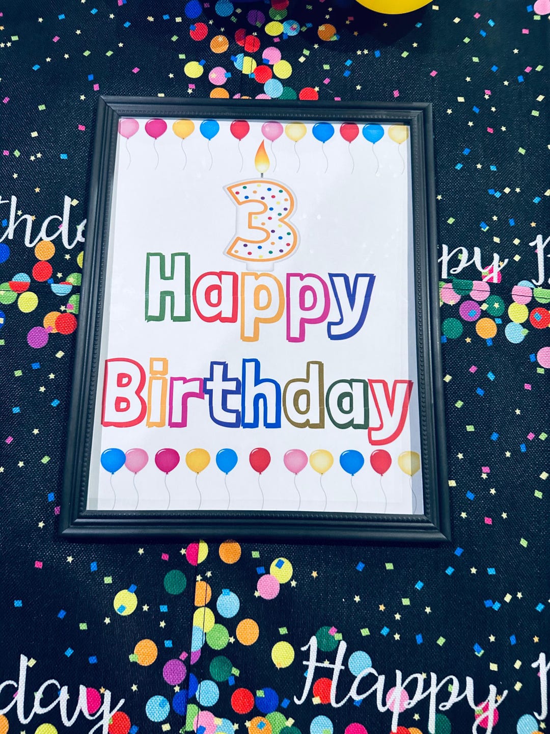 Happy 3rd Birthday Poster | Orange Number Party Sign | Personalized ...