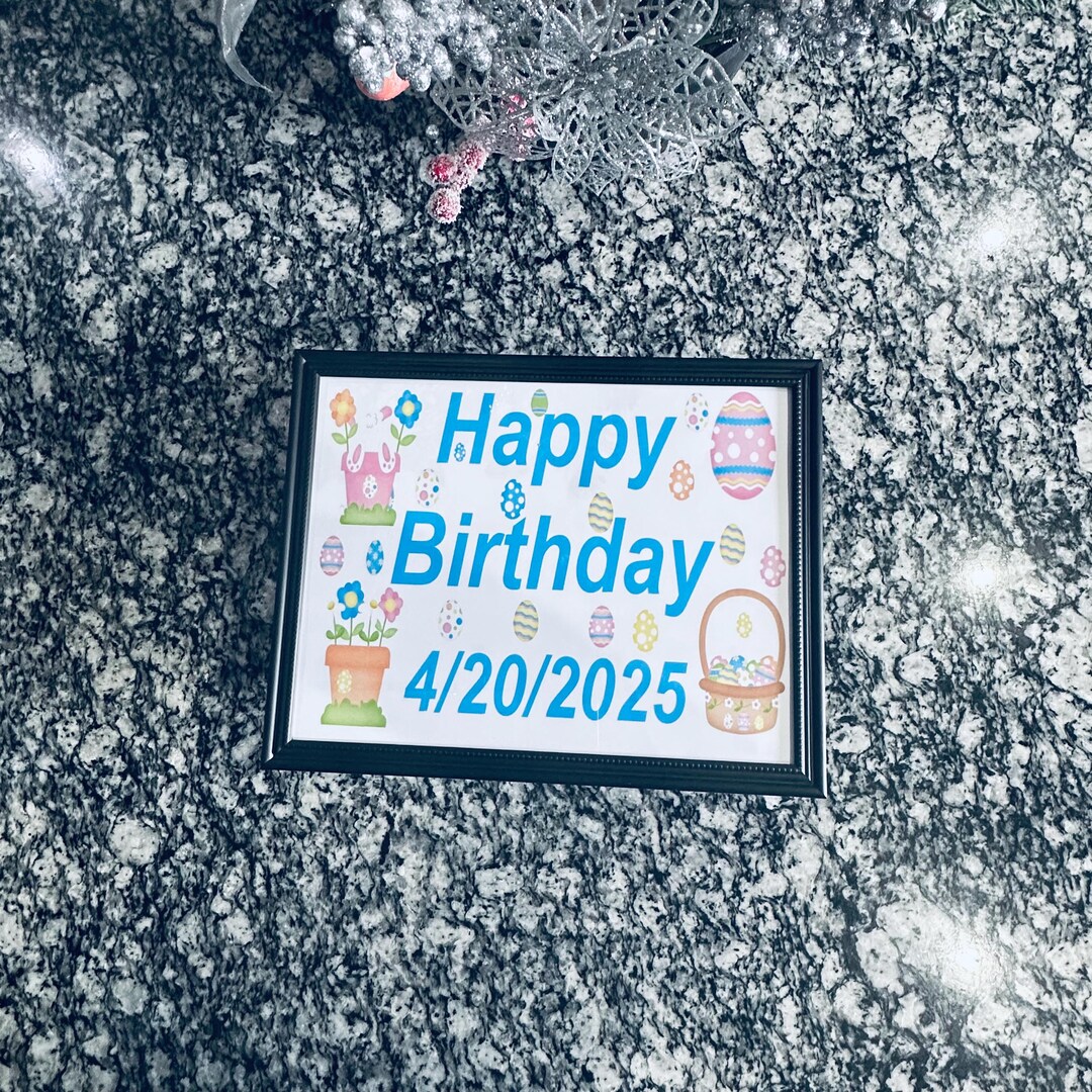 Happy Easter 4/20/2025 Blue/ Teal Pastel Theme Sign Poster Teacher ...