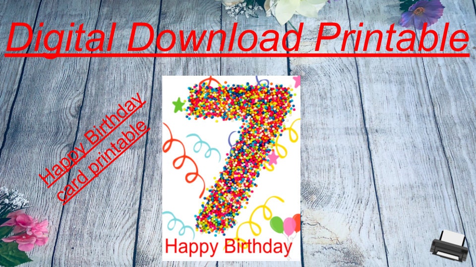 Happy Birthday Card Age 7th Kids Boy or Girl Personalization - Etsy