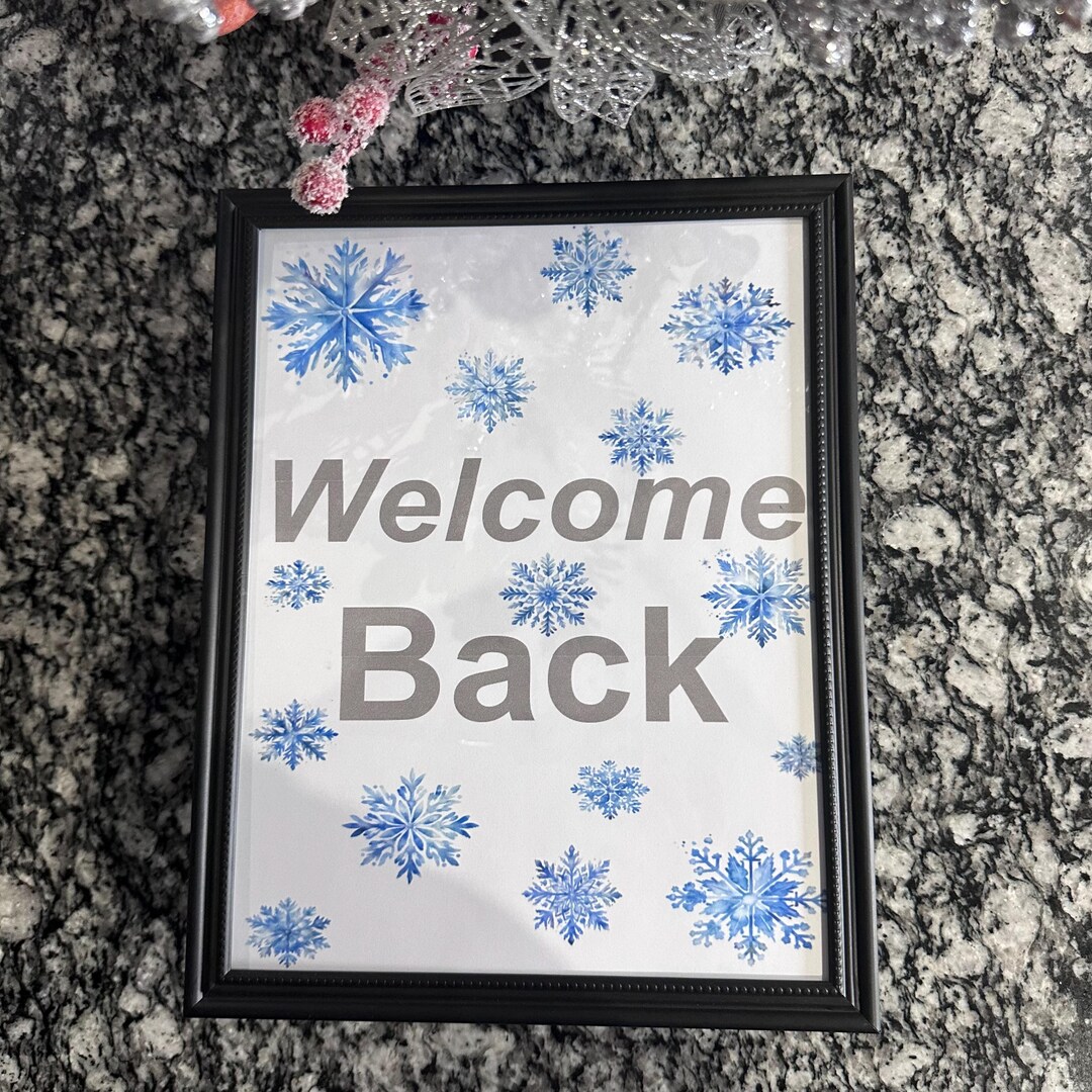 Welcome Back Winter Cozy Snow Fakes Wall Art Home Poster Decoration ...