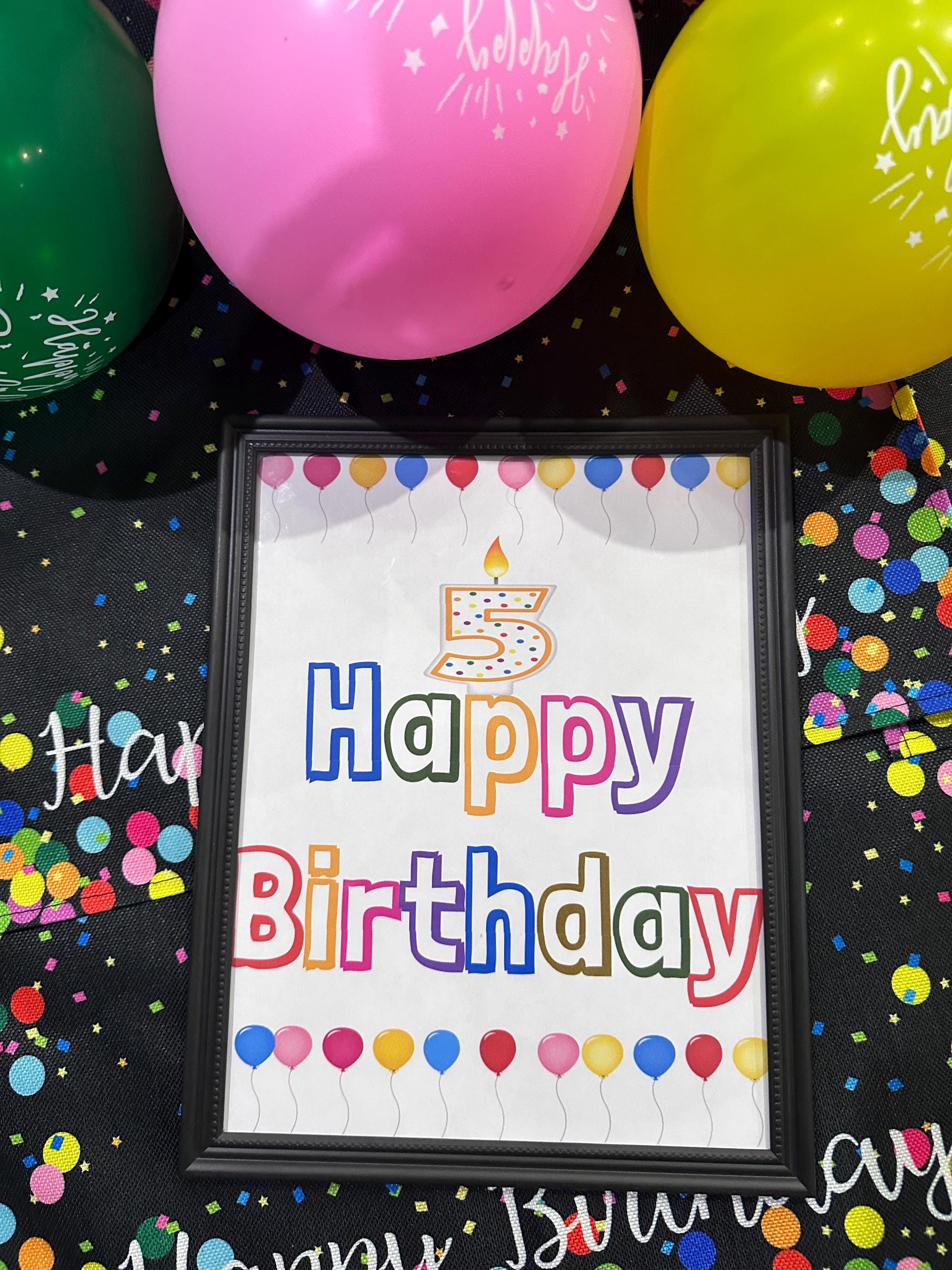 Happy Birthday Age 5th Poster Sign Party Decoration Wall Art ...