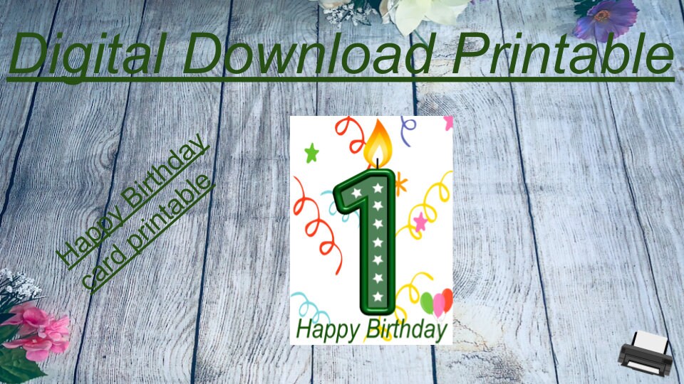 Green Happy Birthday Card Age 1st Kids Boy or Girl - Etsy