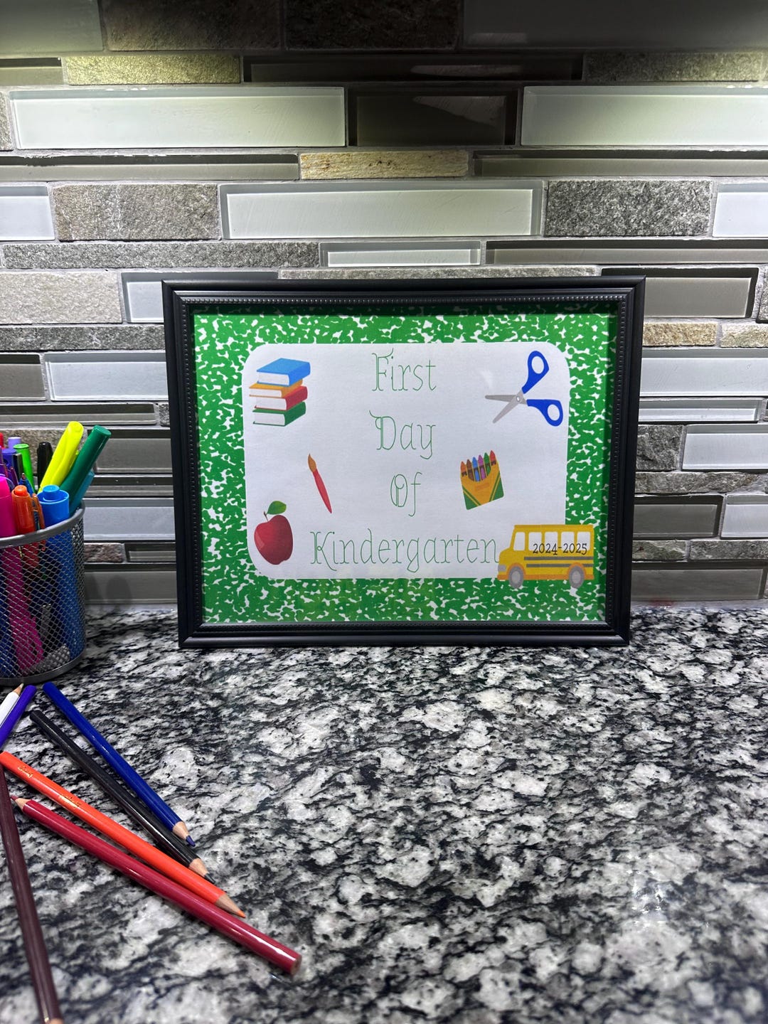 Green First Day of Kindergarten School 2024-2025 Teacher Door Wall ...