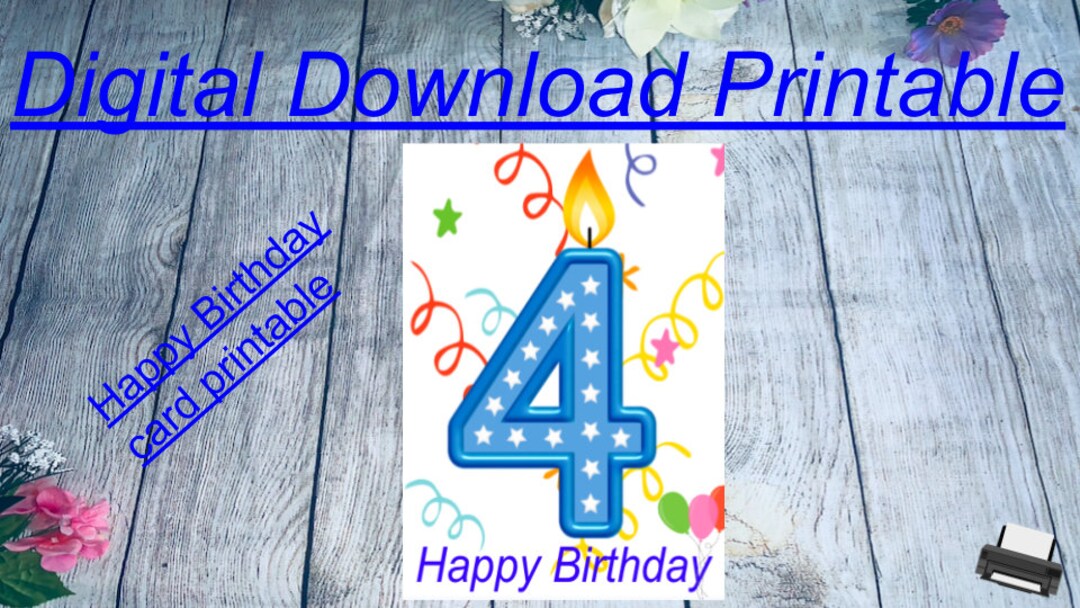 Happy Birthday Card Age 4 Th Kids Boy Personalization - Etsy