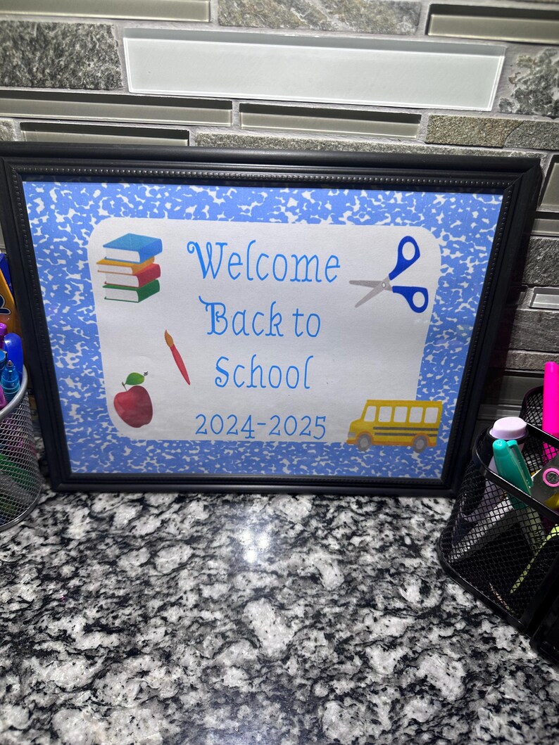 Light Blue Welcome Back to School 2024-2025 Teacher Door Wall Poster ...