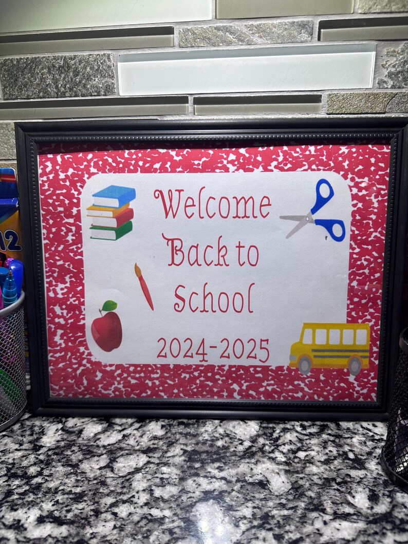Red Welcome Back to School 2024-2025 Teacher Door Wall Poster Sign ...