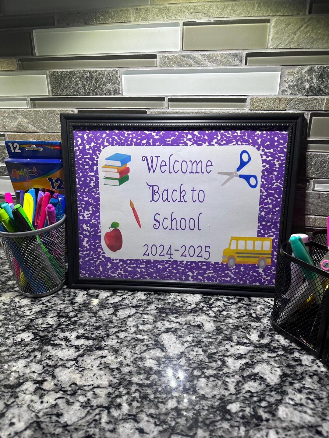 Purple Welcome Back to School 2024-2025 Teacher Door Wall Poster Sign ...