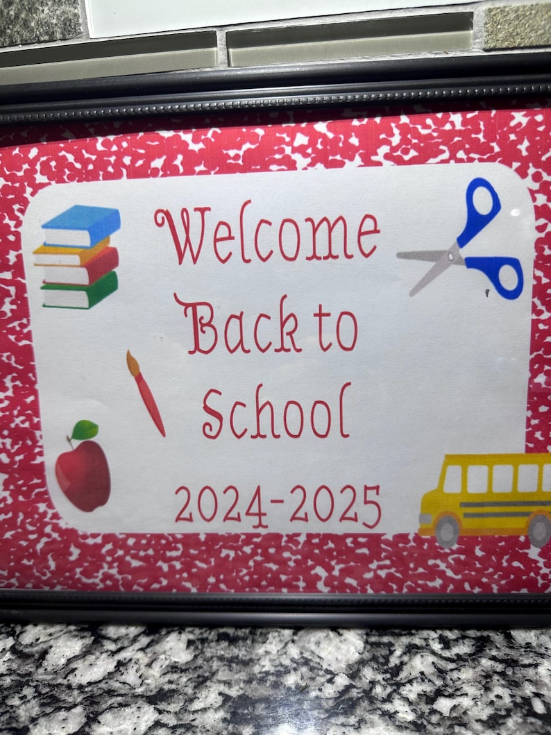 Red Welcome Back to School 2024-2025 Teacher Door Wall Poster Sign ...