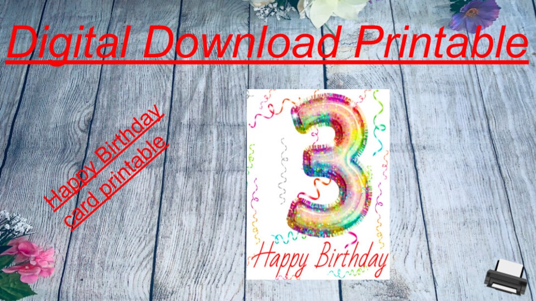 Happy Birthday Card Age 3rd Glitter Balloon Girl Personalization ...