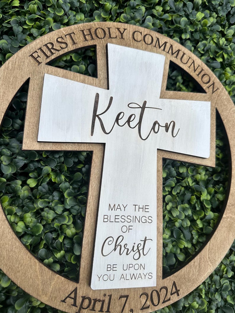 First Communion Cross, First Eucharist Gift, Personalized Sacrament ...