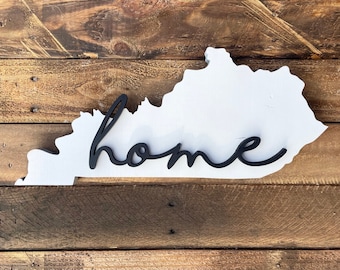 Wooden State Sign With Heart and Home Kentucky Sign | Etsy